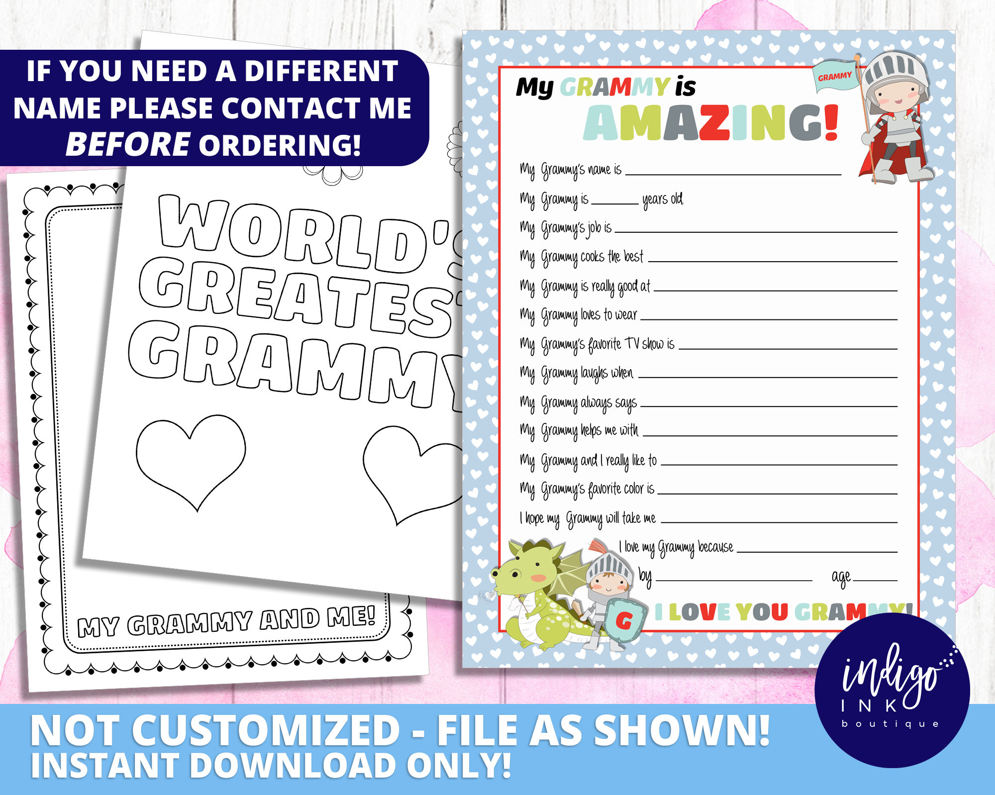 All About My Grammy Kid Questionnaire INSTANT DOWNLOAD - Etsy