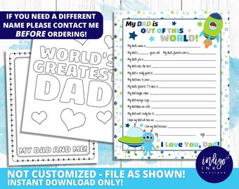 All About My Dad Kid Questionnaire INSTANT DOWNLOAD Fathers | Etsy