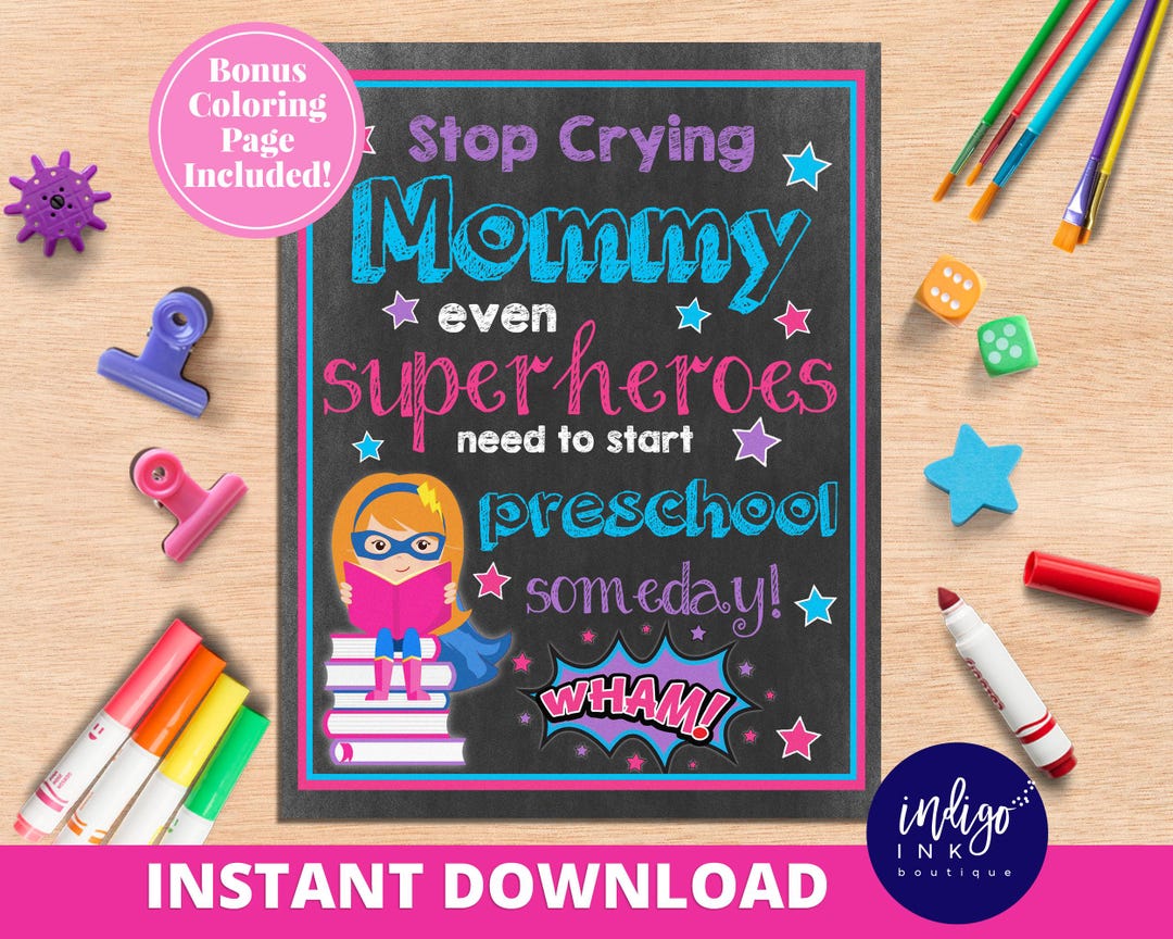 1st Day of Preschool Sign INSTANT DOWNLOAD | Chalkboard Sign | Stop ...