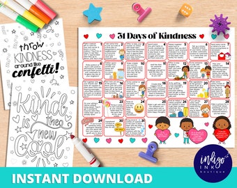 30 Days of Kindness Printable Kindness Calendar Acts of - Etsy