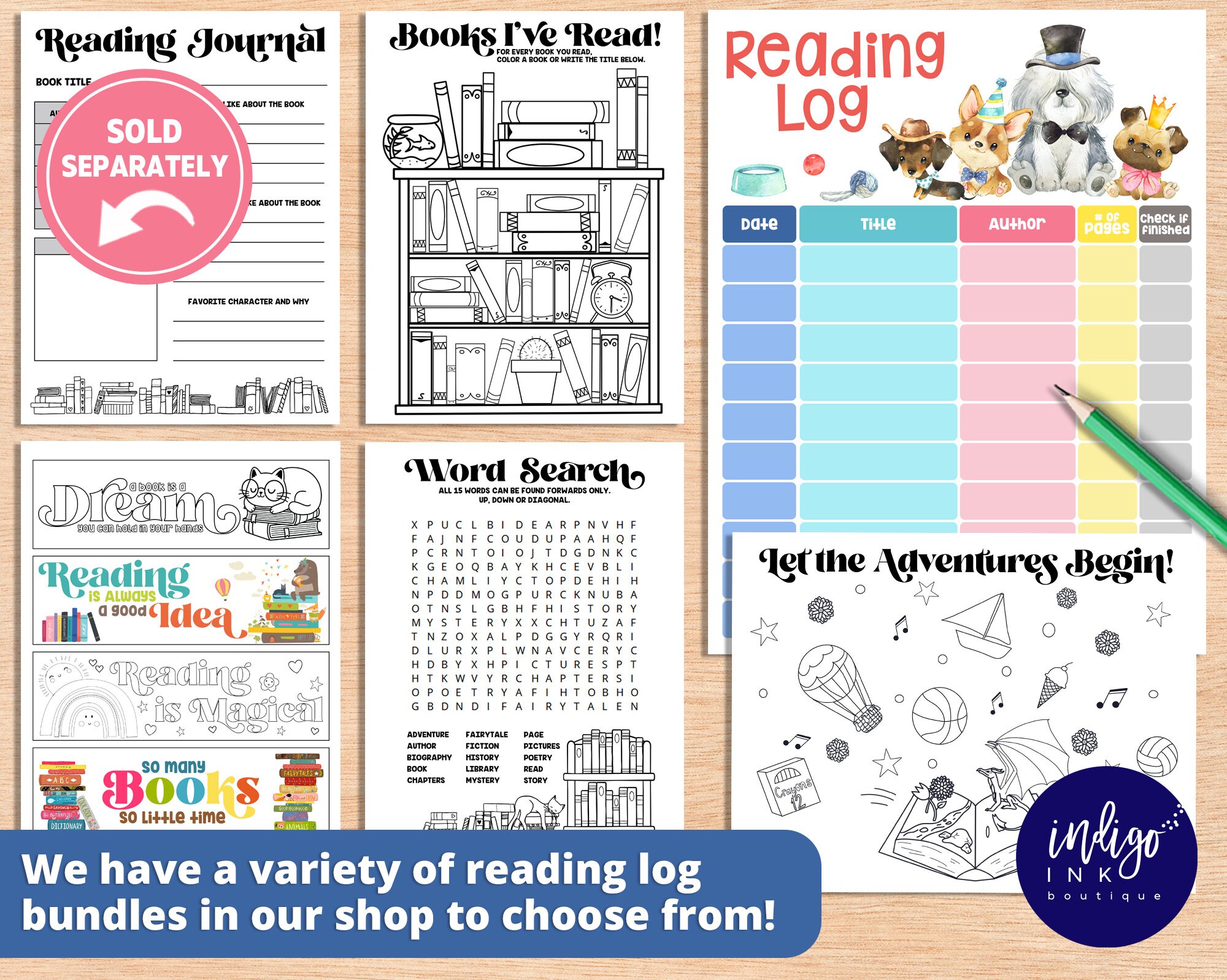 Kids Reading Log Bundle INSTANT DOWNLOAD Kids Reading Chart | Etsy