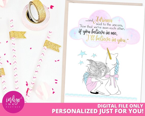 Unicorn Print Personalized DIGITAL DOWNLOAD | I Believe in You Unicorn ...