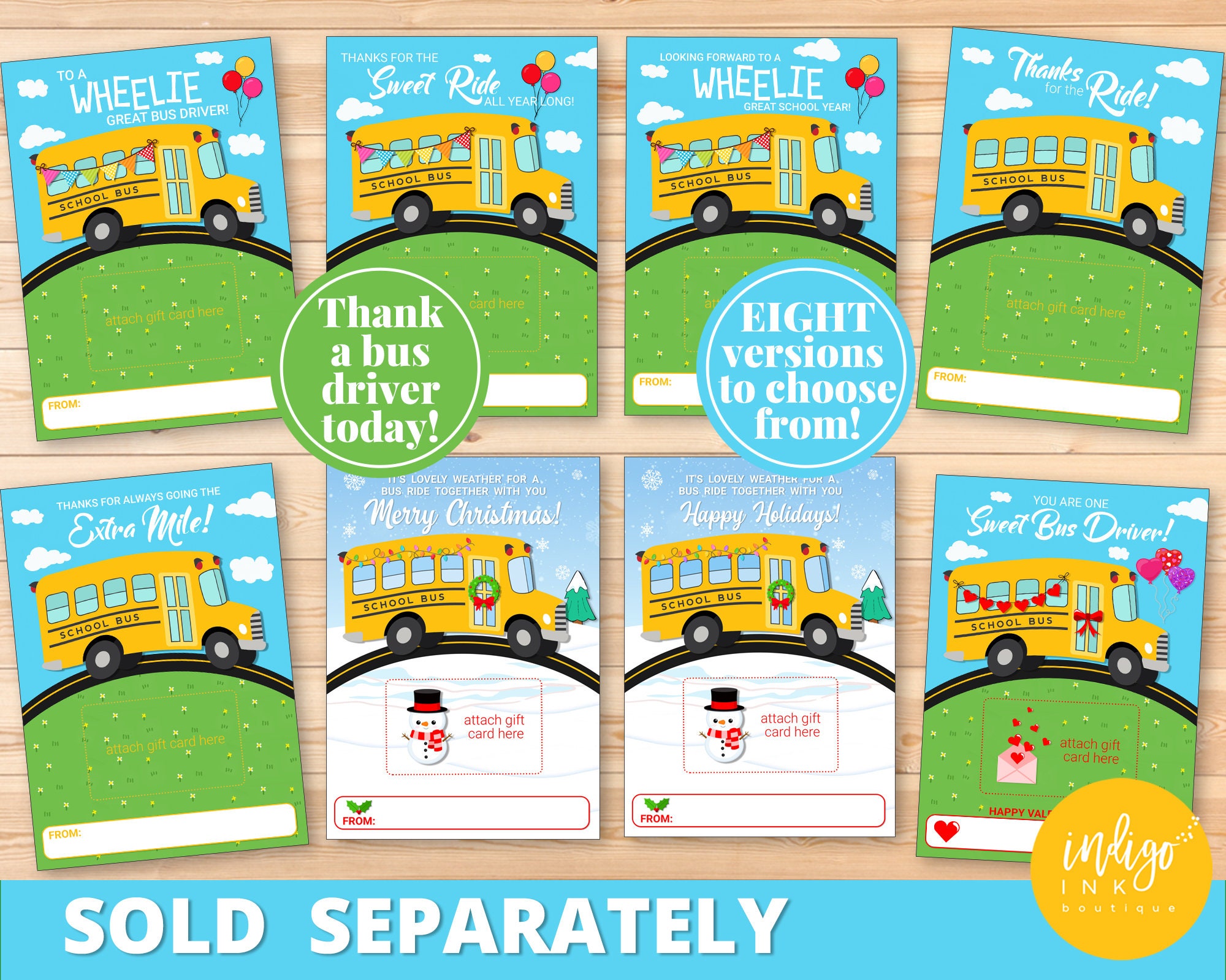 School Bus Driver Gift Card Holder INSTANT DOWNLOAD Thanks - Etsy