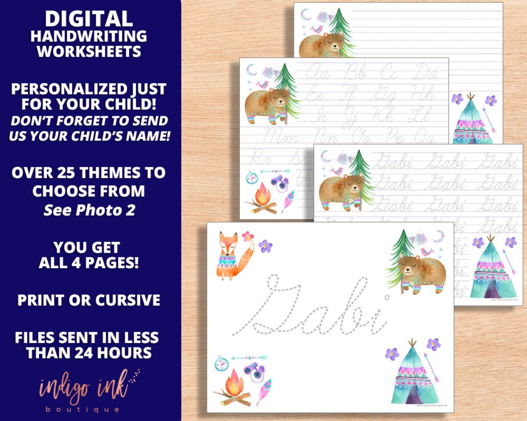 Handwriting Worksheet DIGITAL DOWNLOAD | Personalized Name Writing ...