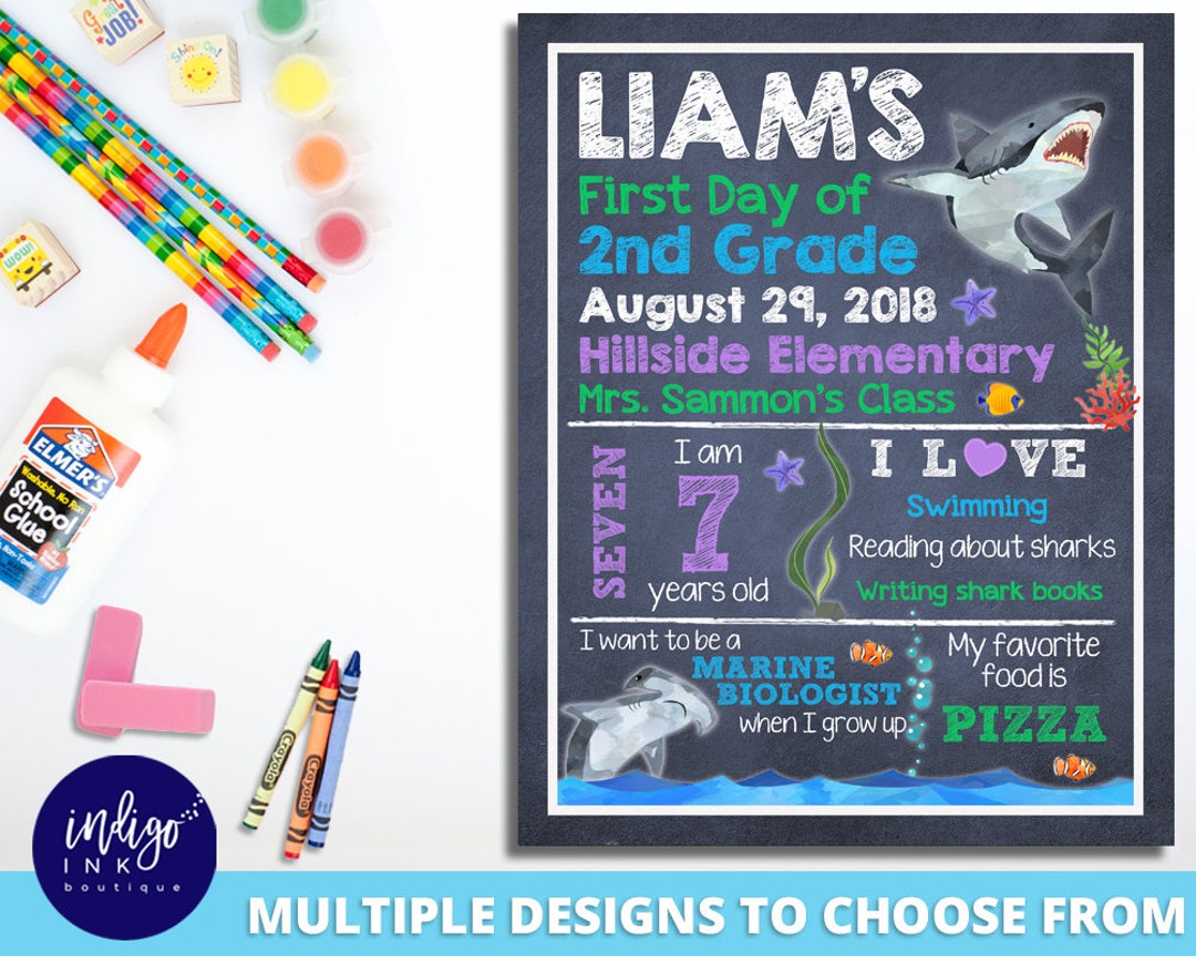 First Day of School Personalized Sign | Custom Chalkboard DIGITAL ...