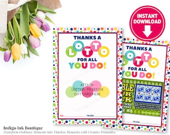 Lottery Ticket Holder Gift for Teacher INSTANT DOWNLOAD | Etsy