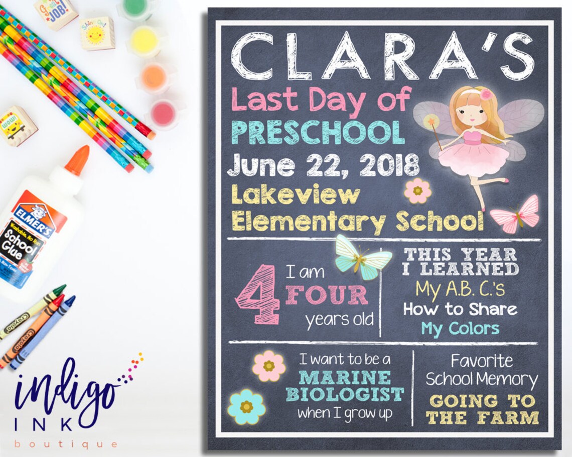 Last Day of School Sign DIGITAL DOWNLOAD | Custom Chalkboard Sign ...