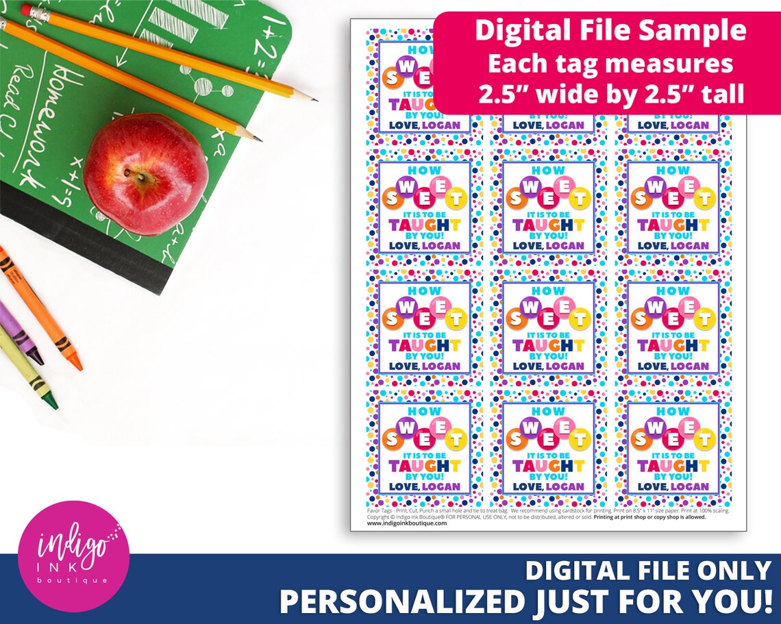 Teacher Gift Tag PERSONALIZED How Sweet It is to Be Taught - Etsy