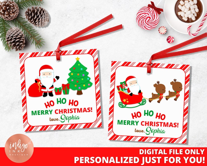 Santa Favor Tags Christmas Gift Tags Santa Claus Tags for | Etsy