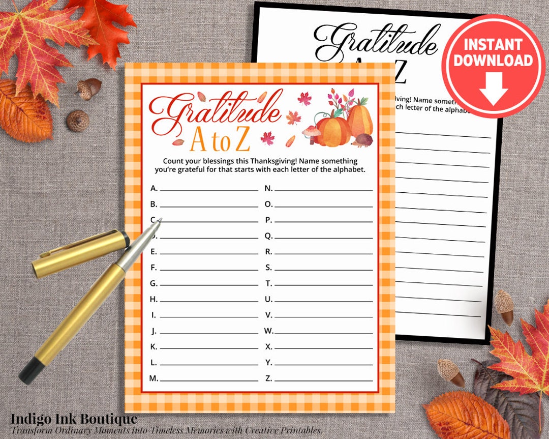 Gratitude Activity Thanksgiving Fun INSTANT DOWNLOAD | Gratitude Game ...