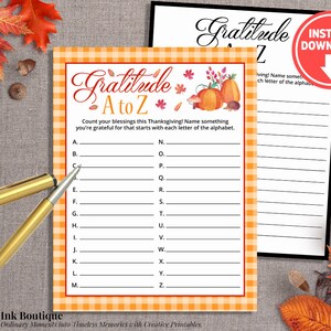 Gratitude Activity Thanksgiving Fun INSTANT DOWNLOAD | Gratitude Game ...