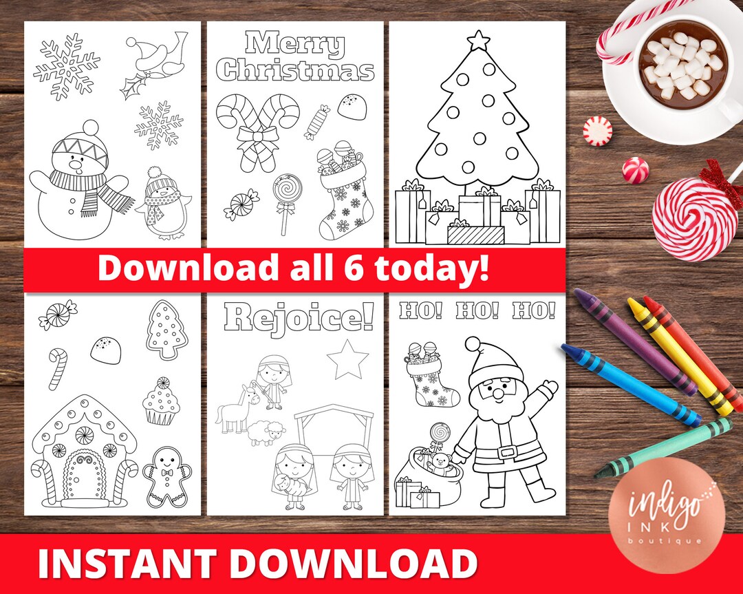 Christmas Coloring Pages INSTANT DOWNLOAD | Coloring Sheets for Kids ...