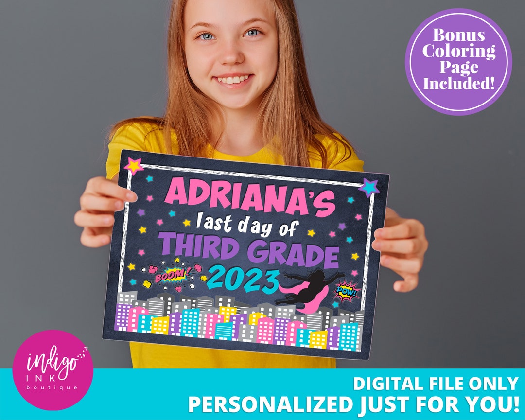 Last Day of School Sign PERSONALIZED DIGITAL DOWNLOAD End of - Etsy