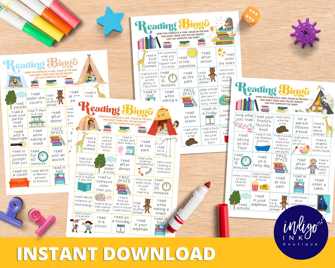 Bingo Reading Game INSTANT DOWNLOAD | Book Bingo Cards | Reading ...