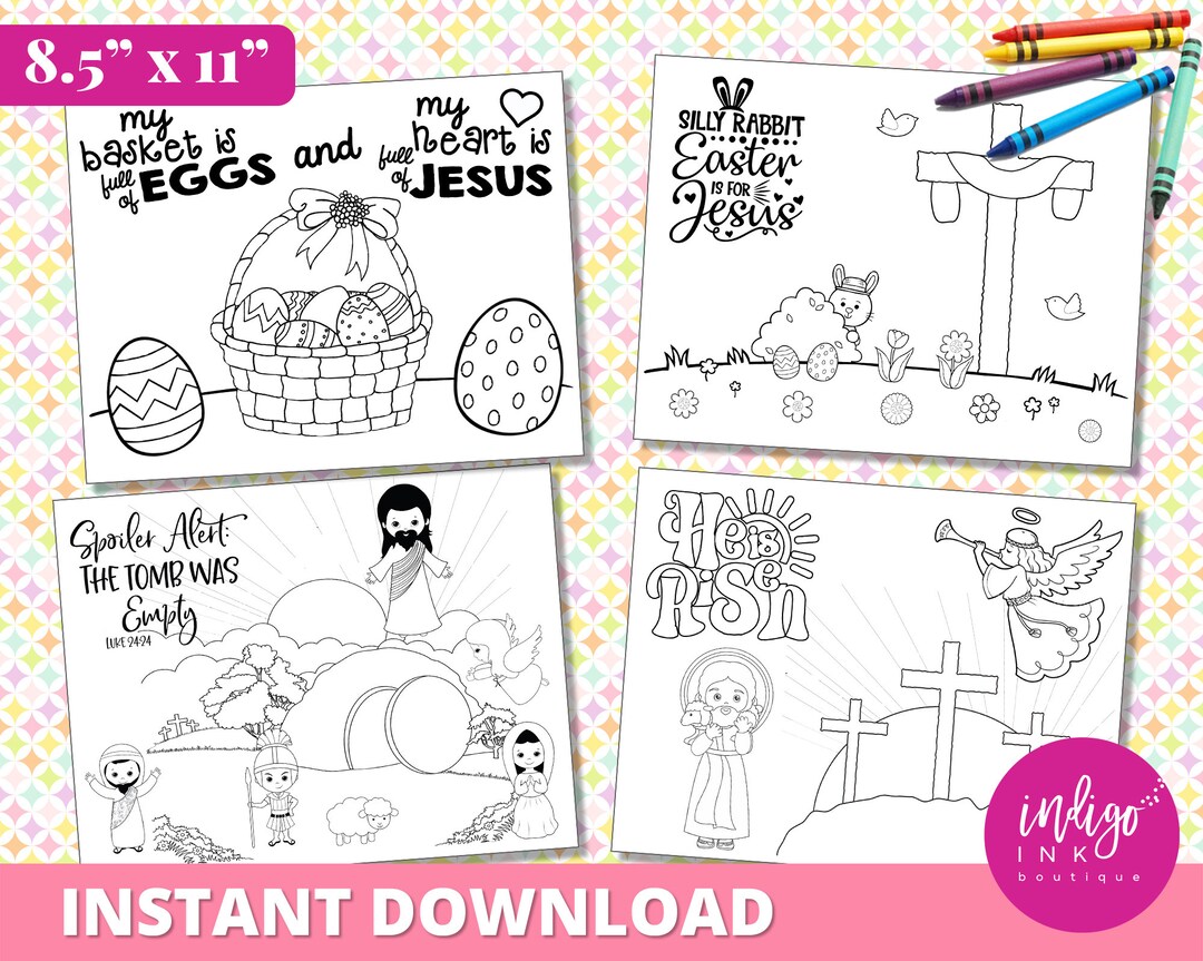 Easter Religious Coloring Placemat INSTANT DOWNLOAD | Easter Christian ...