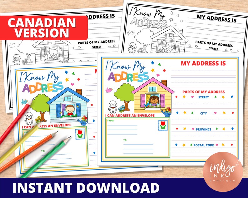 I Know My Address and Phone Number Tracing Worksheet CANADIAN | Etsy