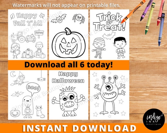 Halloween Coloring Sheets INSTANT DOWNLOAD Fall Coloring | Etsy