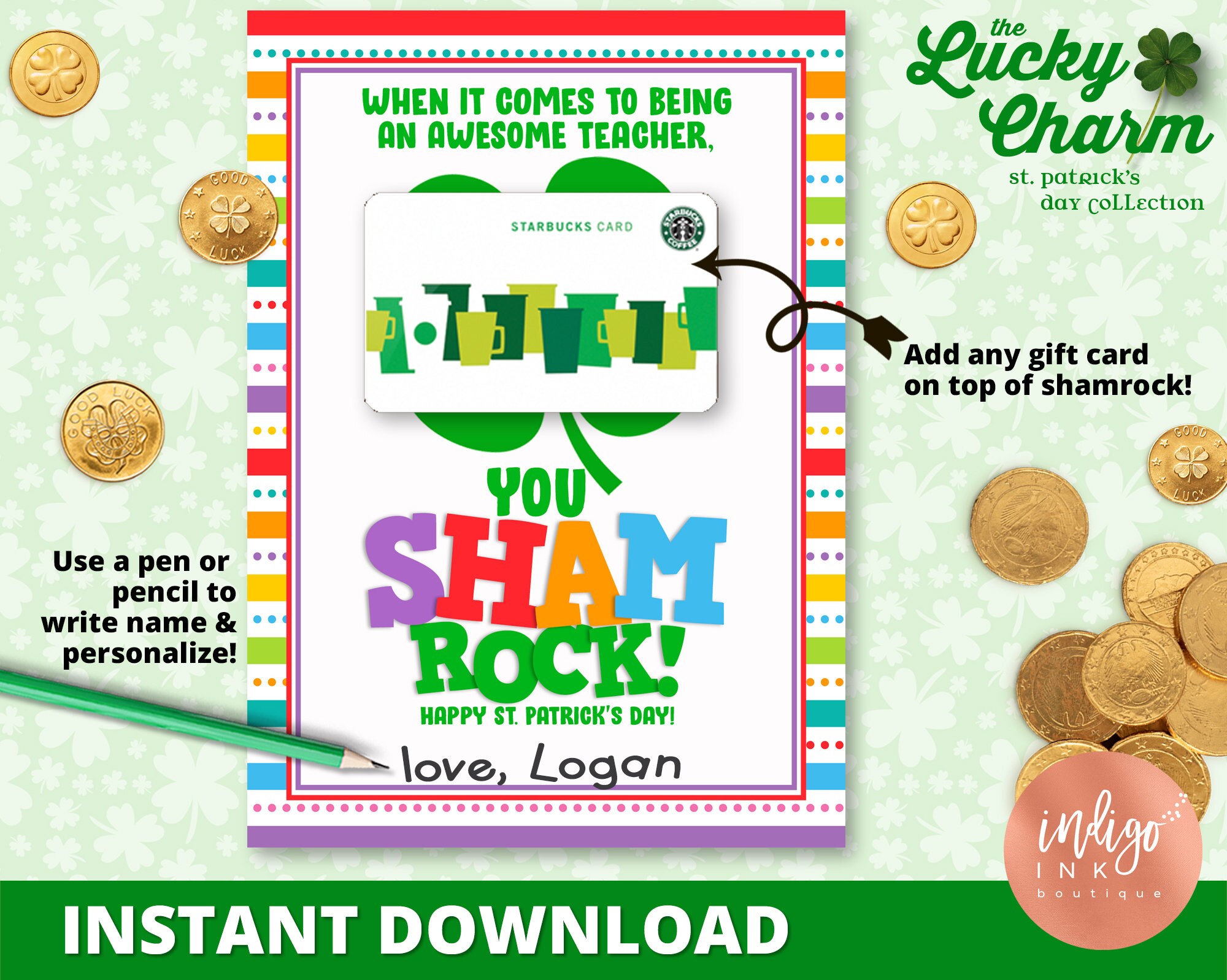 St. Patricks Day Gift Card Holder INSTANT DOWNLOAD You | Etsy