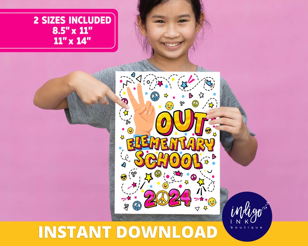 Peace Out Elementary School Sign INSTANT DOWNLOAD Last Day of School ...