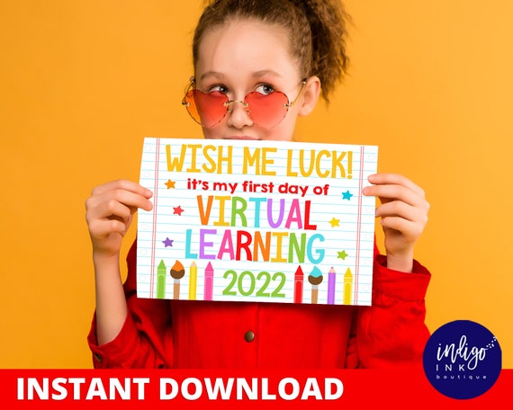 First Day of Virtual Learning Sign INSTANT DOWNLOAD | First Day of ...
