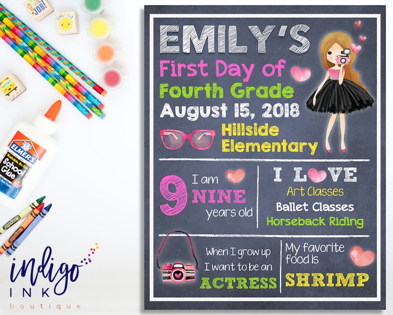 Unicorn First Day of School Personalized Sign DIGITAL DOWNLOAD | Etsy