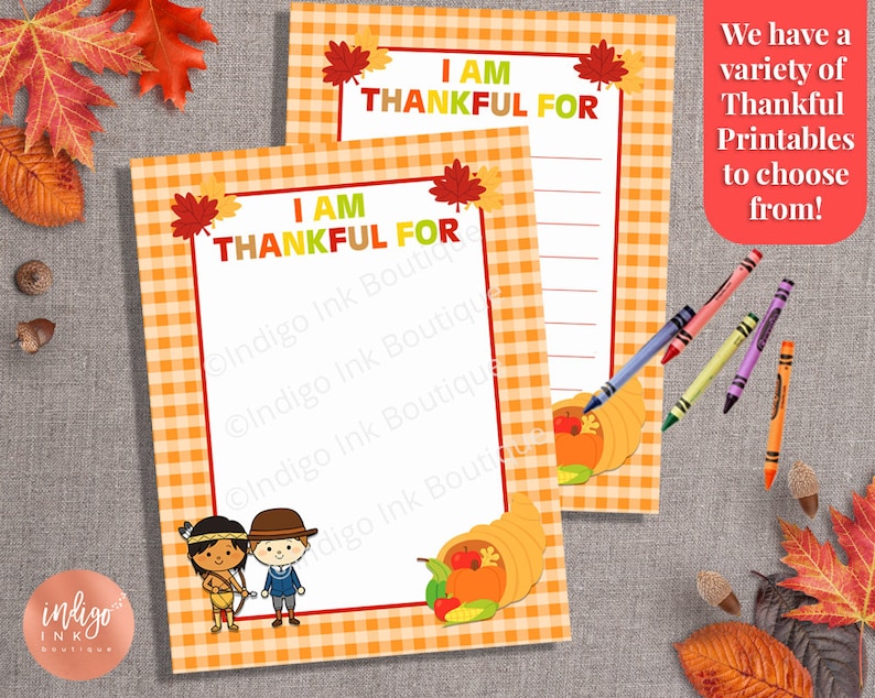 I am Thankful For Thanksgiving Cards INSTANT DOWNLOAD | Etsy