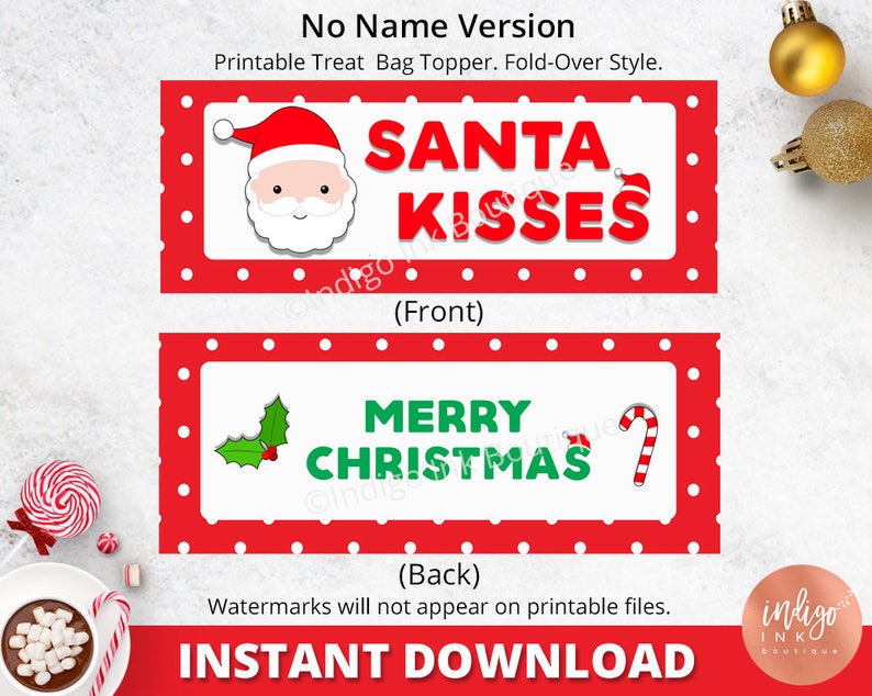 Christmas Bag Topper INSTANT DOWNLOAD Printable Christmas - Etsy
