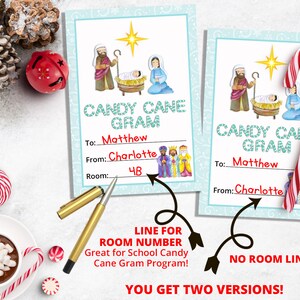 Candy Cane Gram Christmas Tags for Kids | Christian Candy Gram ...