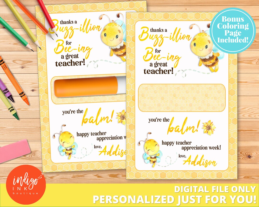 Teacher Appreciation Day PERSONALIZED Gift | Thank You for Beeing Lip ...