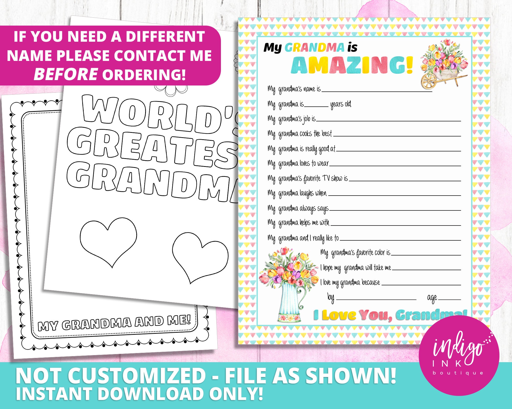 All About My Grandma Kid Questionnaire Mothers Day Gift | Etsy