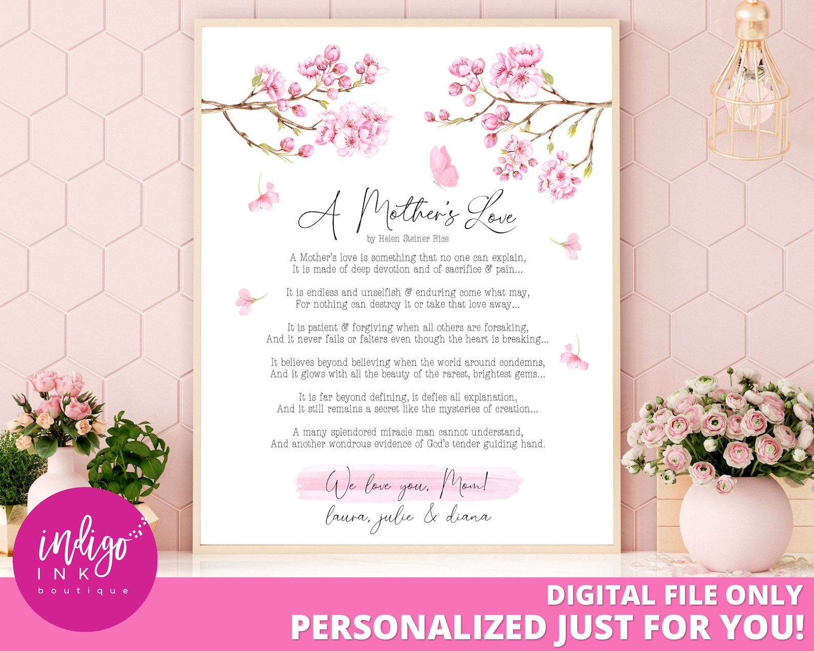 A Mother's Love Poem Personalized DIGITAL DOWNLOAD Mothers Day Gift Mom ...