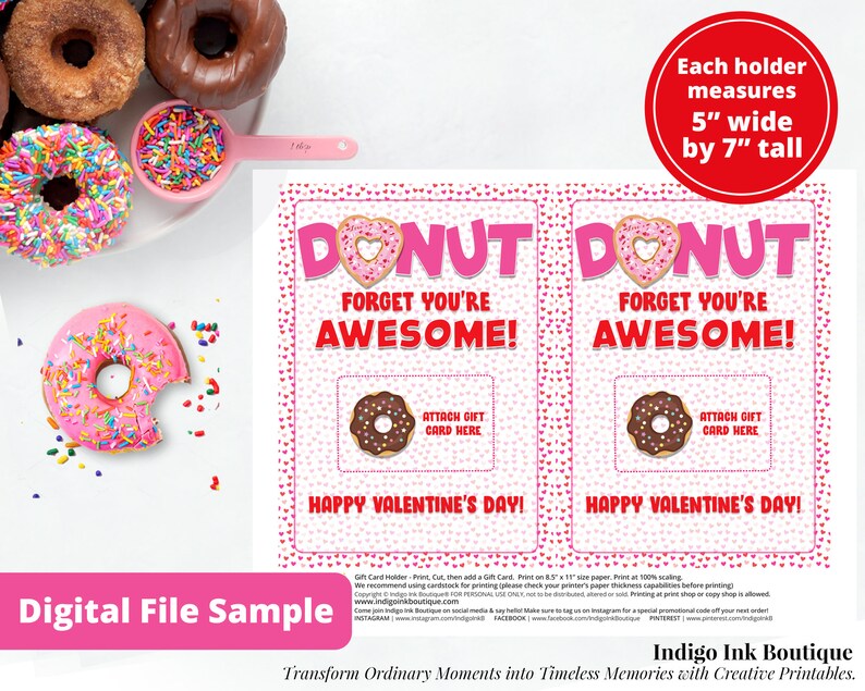 Valentines Day Donut Gift Card Holder INSTANT DOWNLOAD | Valentines ...