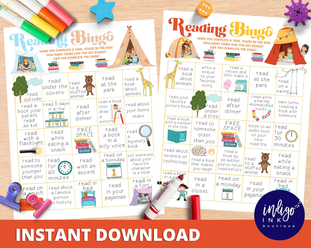 Reading Bingo INSTANT DOWNLOAD | Book Bingo Cards | Reading Challenge ...