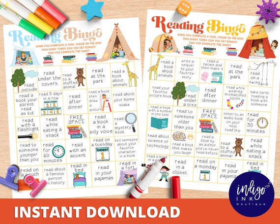 Reading Bingo INSTANT DOWNLOAD | Book Bingo Cards | Reading Challenge ...