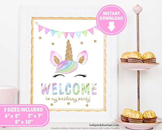 Unicorn Welcome Sign | Unicorn Birthday | Unicorn Party Decorations ...
