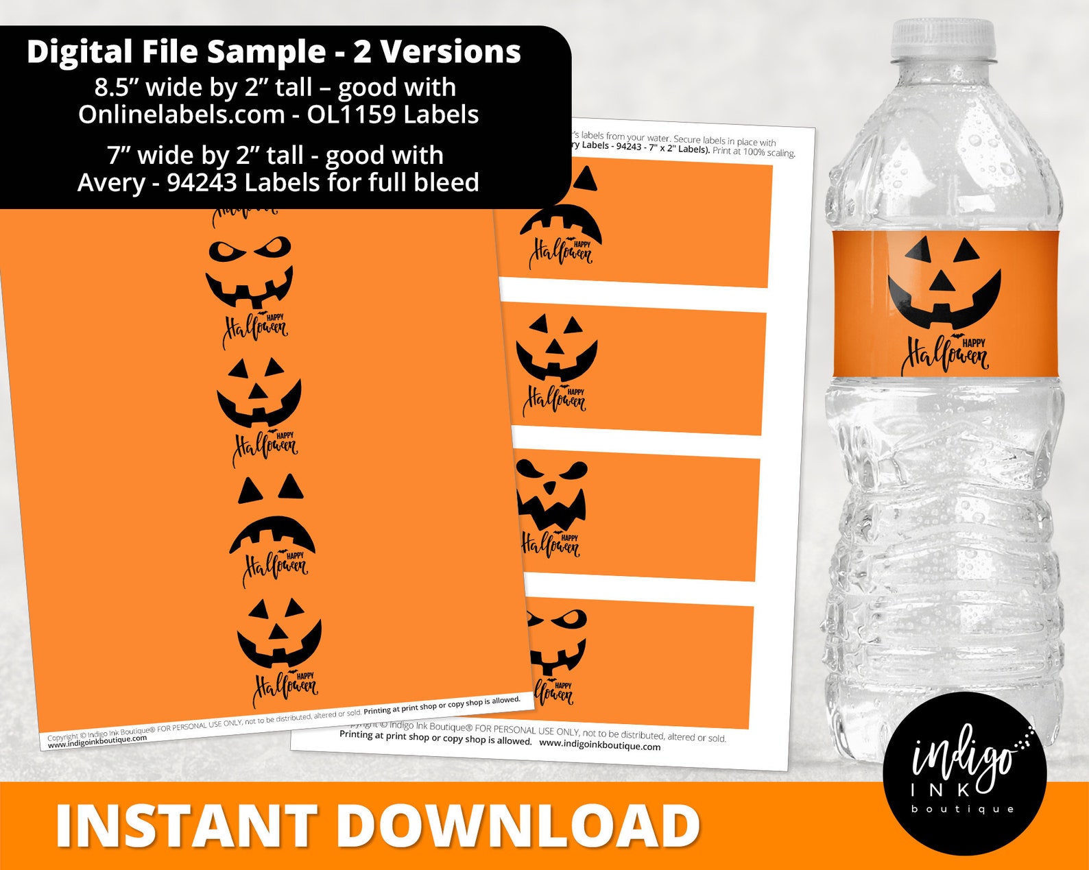 Halloween Water Bottle Labels INSTANT DOWNLOAD Halloween | Etsy