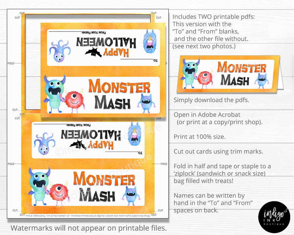 Candy Toppers INSTANT DOWNLOAD Monster Bag Toppers | Etsy