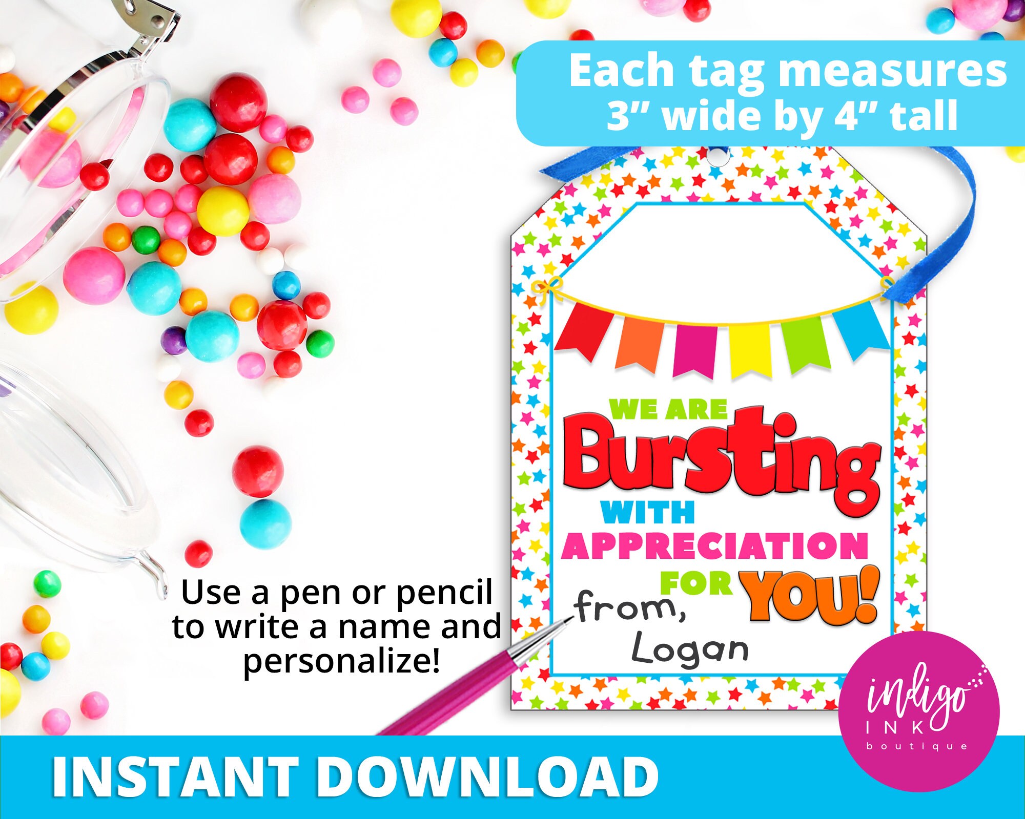 Teacher Appreciation Starburst Treat Tag INSTANT DOWNLOAD | Digital ...