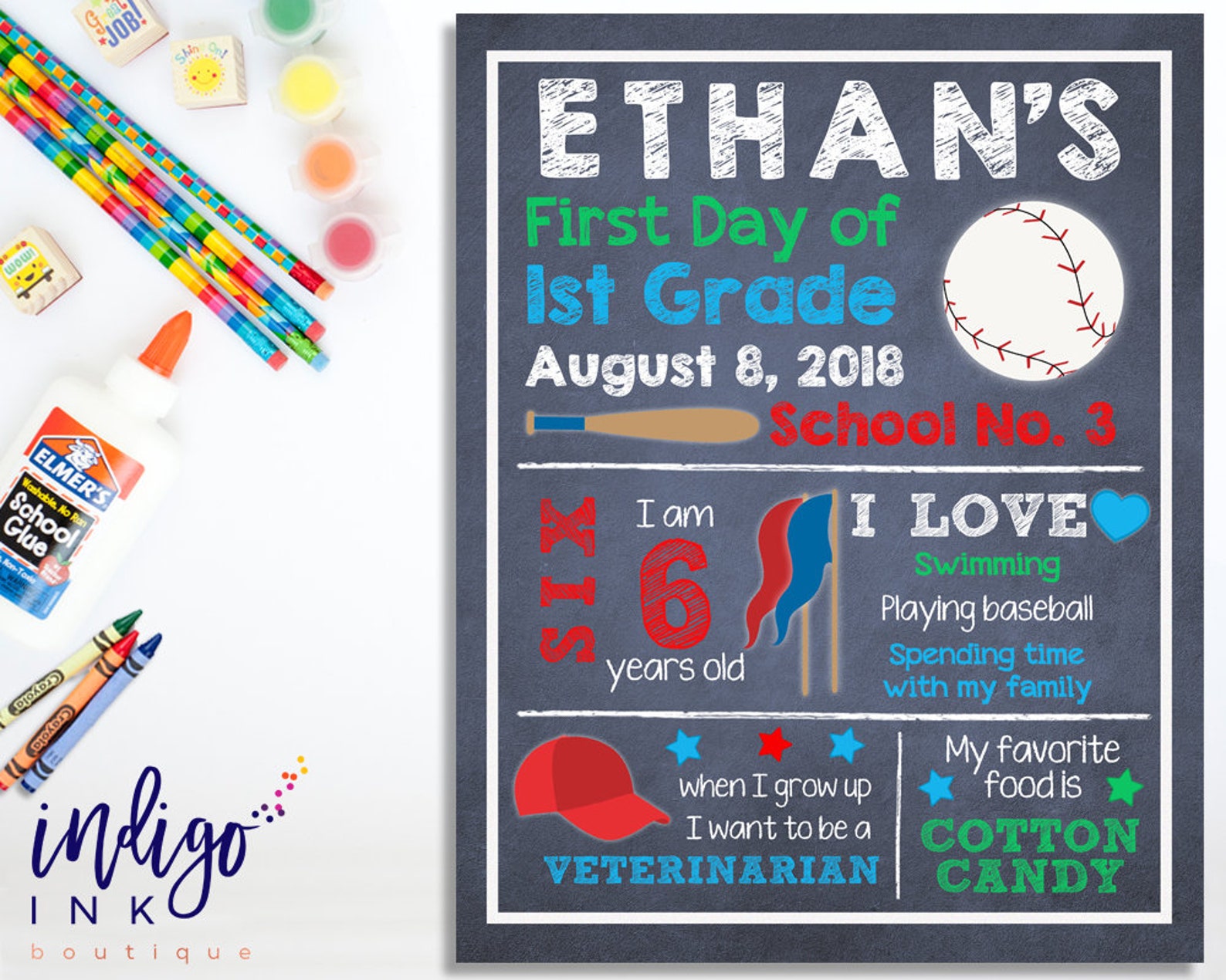 First Day of School Sign Custom Chalkboard DIGITAL DOWNLOAD | 1st Day ...