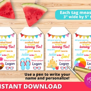 End of Year Teacher Tag INSTANT DOWNLOAD | Teacher Thank You Tote Bag ...