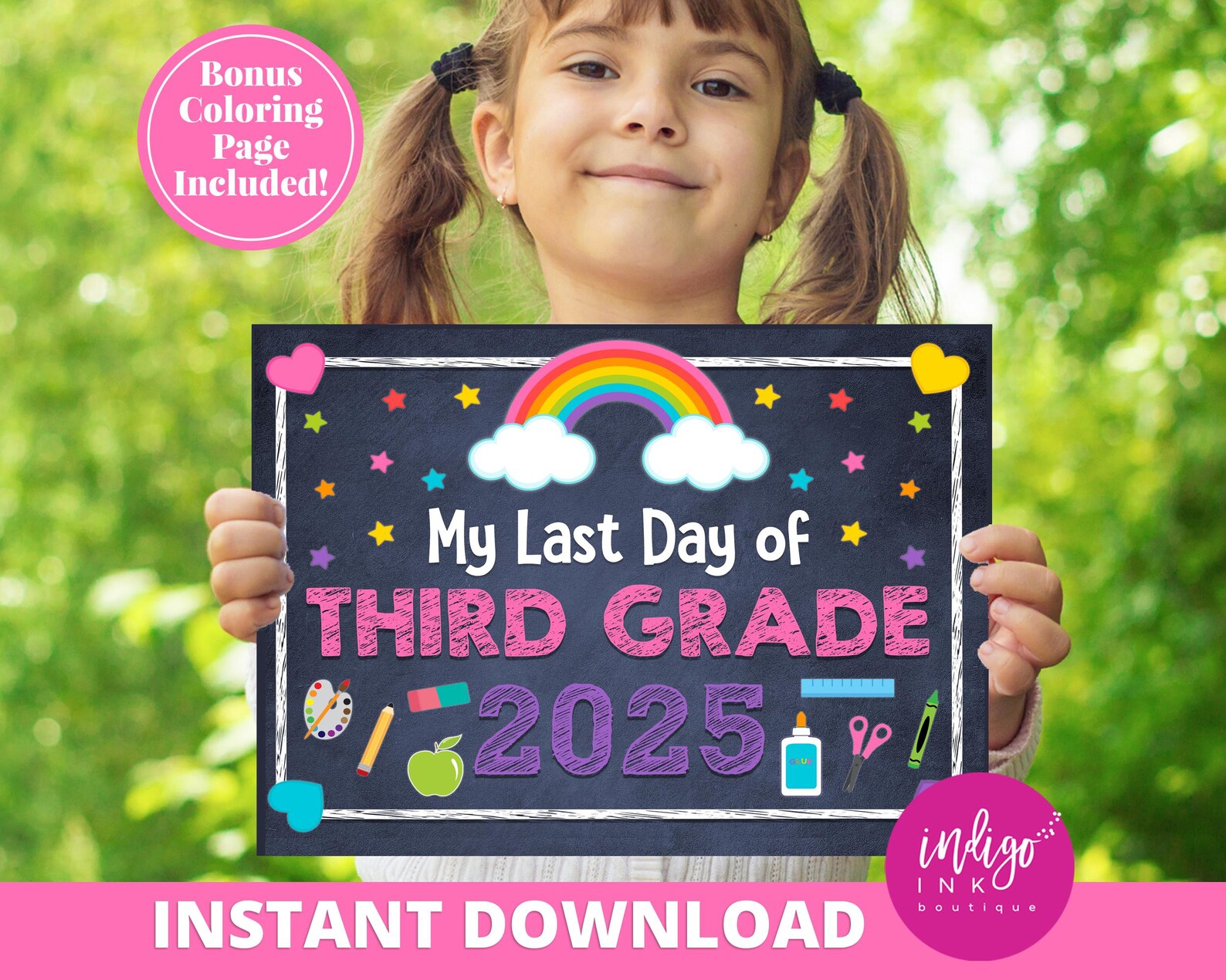 Last Day of Third Grade School Sign INSTANT DOWNLOAD | Last Day of 3rd ...