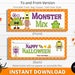Monster Bag Toppers INSTANT DOWNLOAD Halloween Printable Monster Tags ...