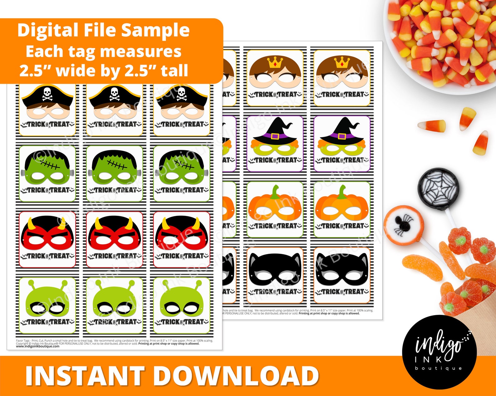 Halloween Bag Tags INSTANT DOWNLOAD Halloween Favor Tags for | Etsy