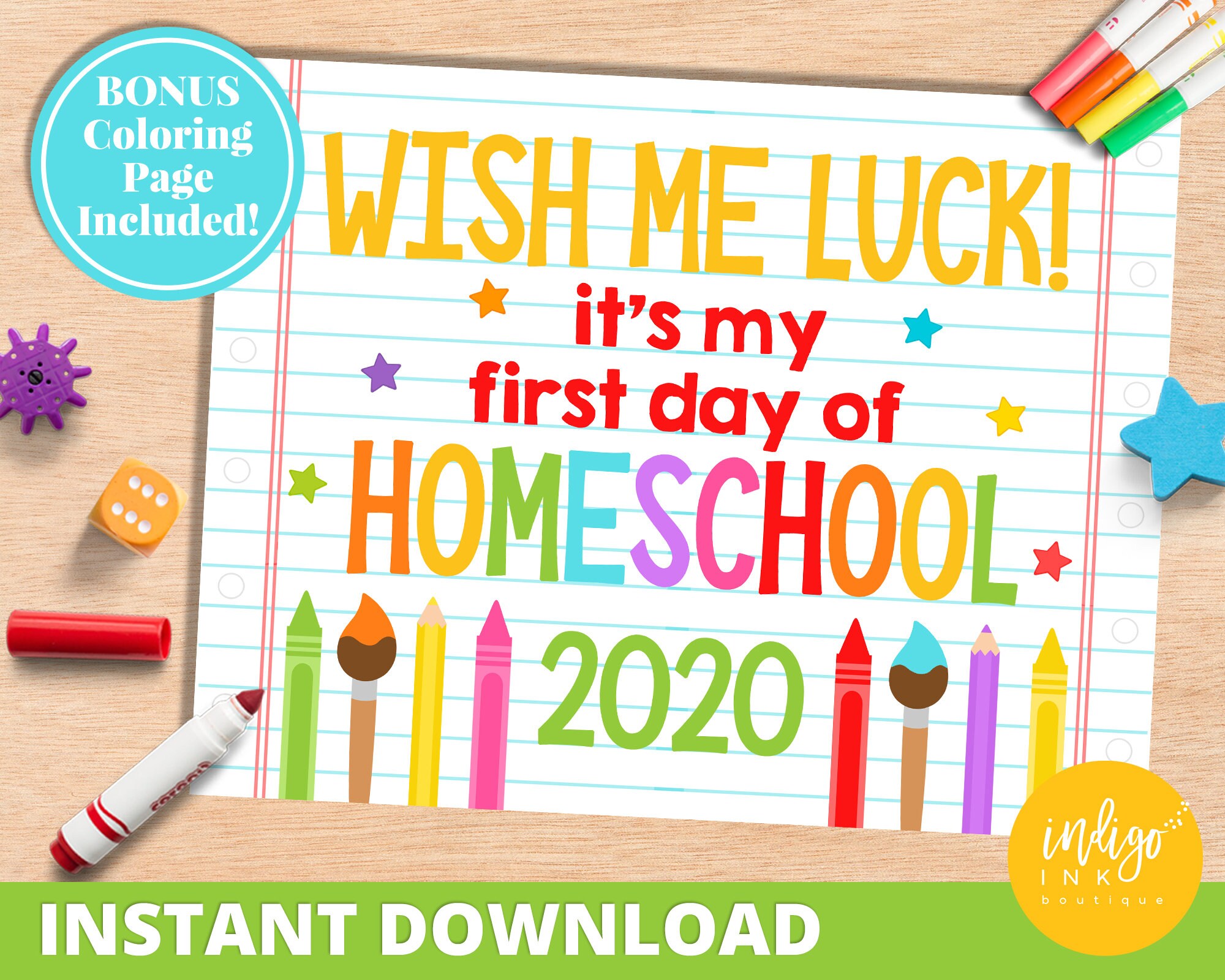 First Day of Homeschool Sign INSTANT DOWNLOAD First Day of | Etsy