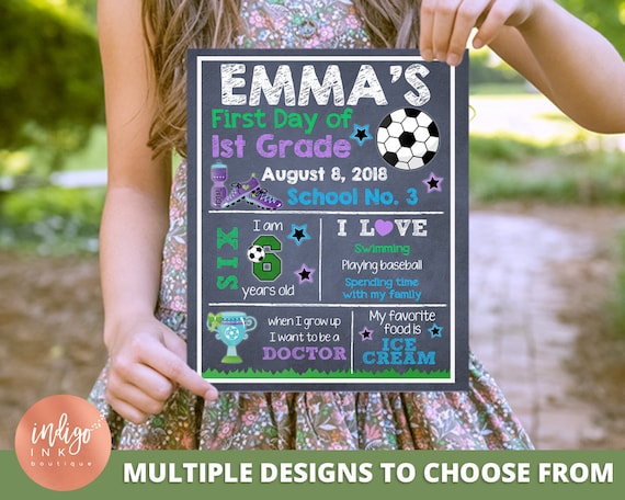 Soccer First Day of School Sign | Custom Chalkboard Sign | Personalized ...
