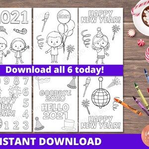 New Years Coloring Page INSTANT DOWNLOAD New Years Printable | Etsy