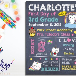Custom Chalkboard First Day of School Poster | Back to School Sign ...