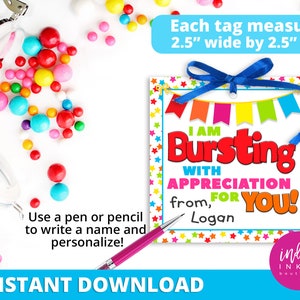 Starburst Treat Tag INSTANT DOWNLOAD | Teacher Appreciation Digital ...