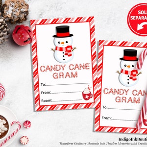 Candy Cane Gram Christmas Tags INSTANT DOWNLOAD | Santa Favor Tags for ...