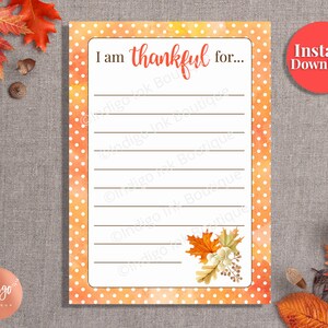 I Am Thankful for Thanksgiving Cards INSTANT DOWNLOAD | Thanksgiving ...